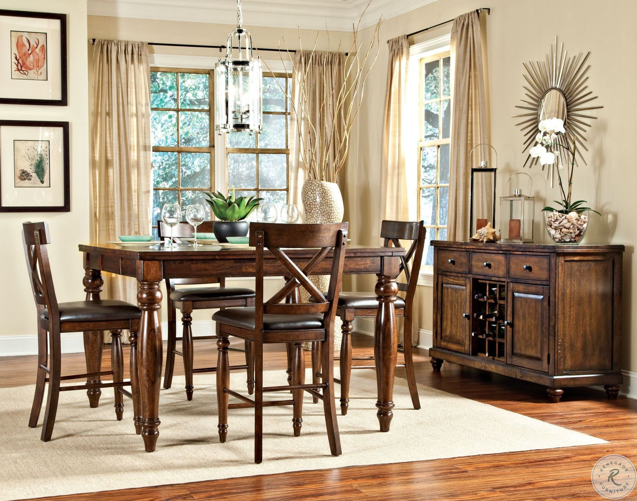 Kingston Brushed Rasin Gathering Extendable Dining Room Set ...