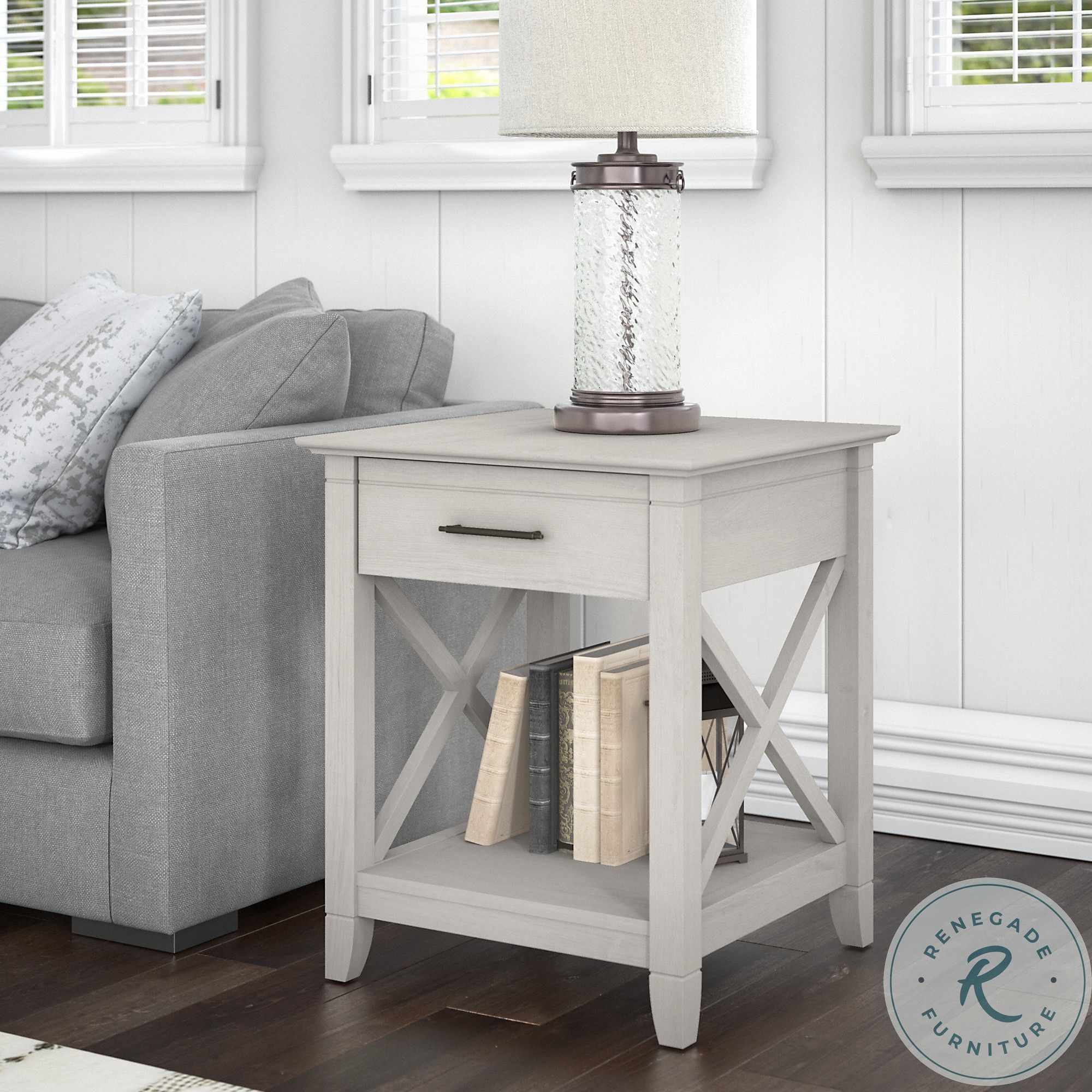 Key West Linen White Oak End Table | HomeGalleryStores.com | KWT120LW-03