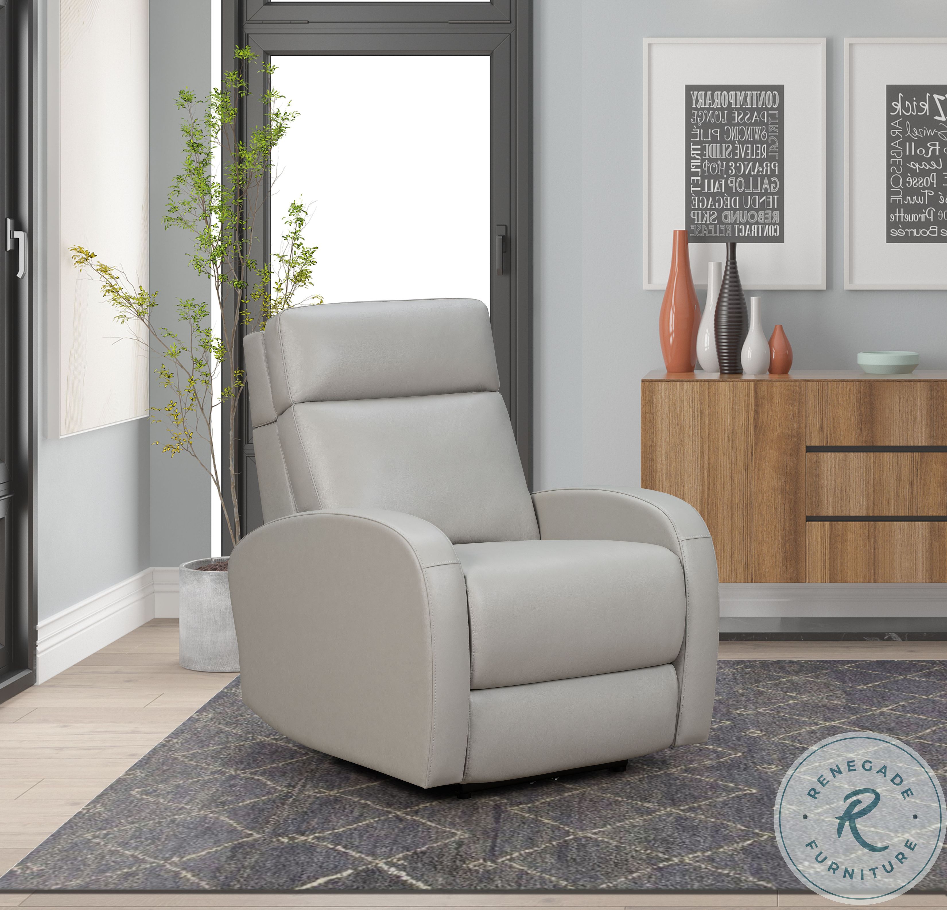 Levi Bentley Dove Power Recliner with Heads Up Power Forward Headrest ...