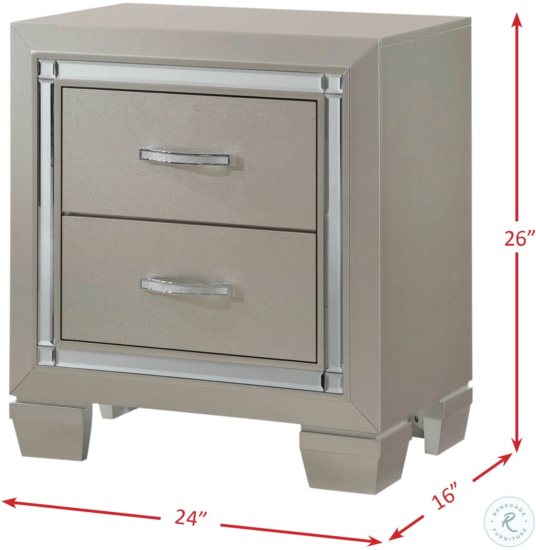 Glamour Youth Champagne Nightstand | HomeGalleryStores.com | LT111NS