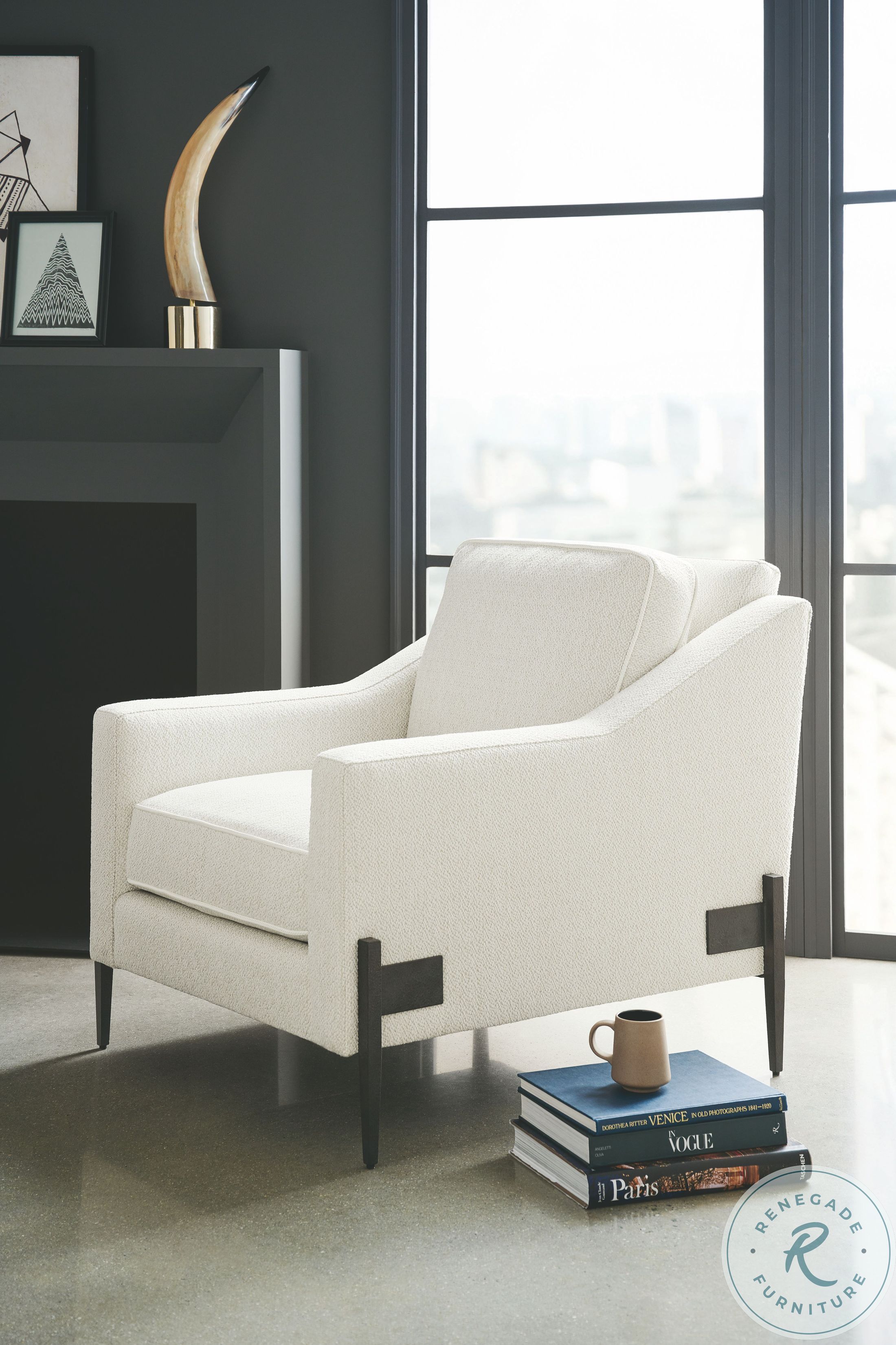 Caracole Modern Ceam And Black Iron Remix Chair | HomeGalleryStores.com ...