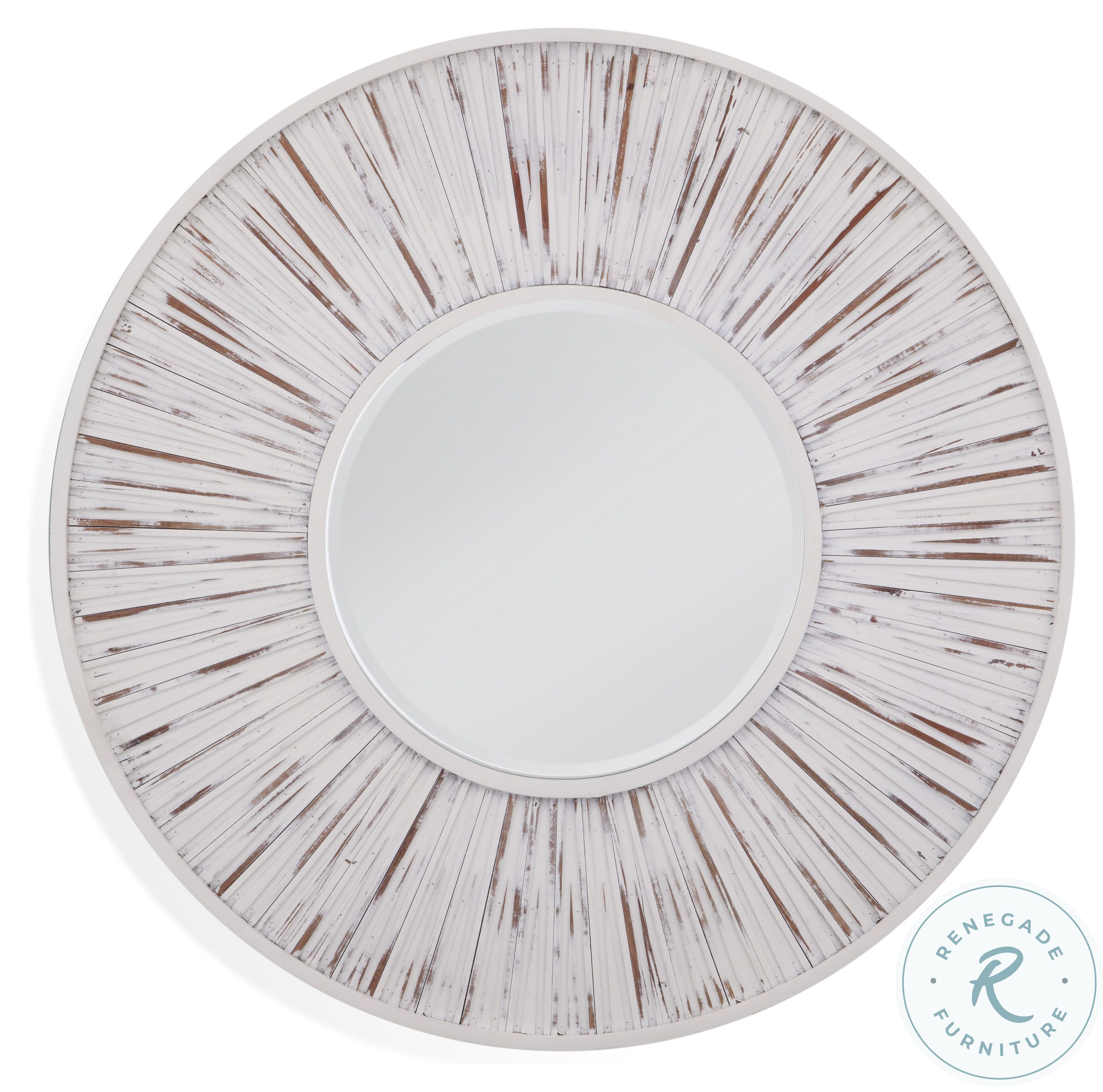 Ojos Distressed White Round Wall Mirror | HomeGalleryStores.com | M4450EC