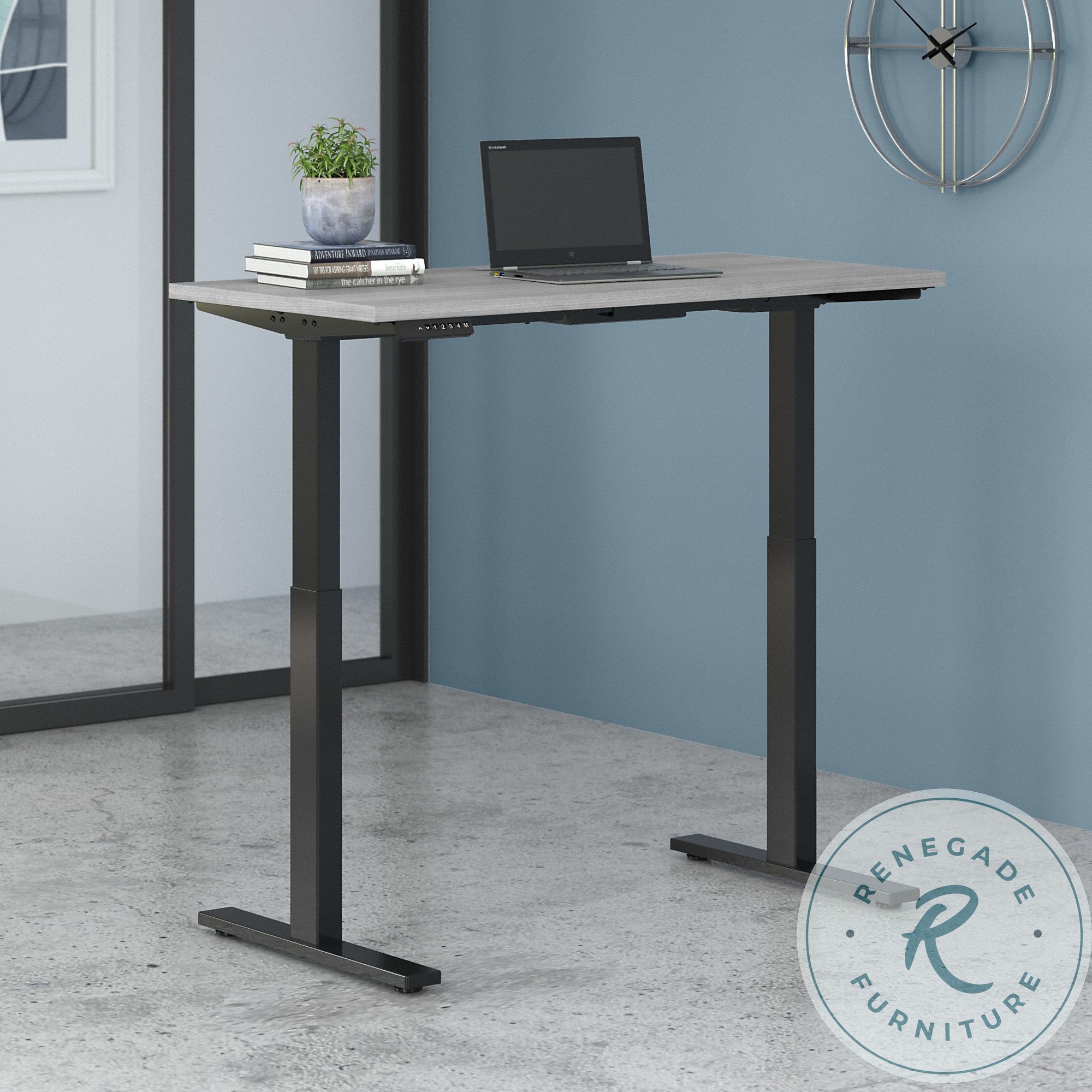 Move 60 Platinum Grey 48" Electric Adjustable Height Standing Desk With ...