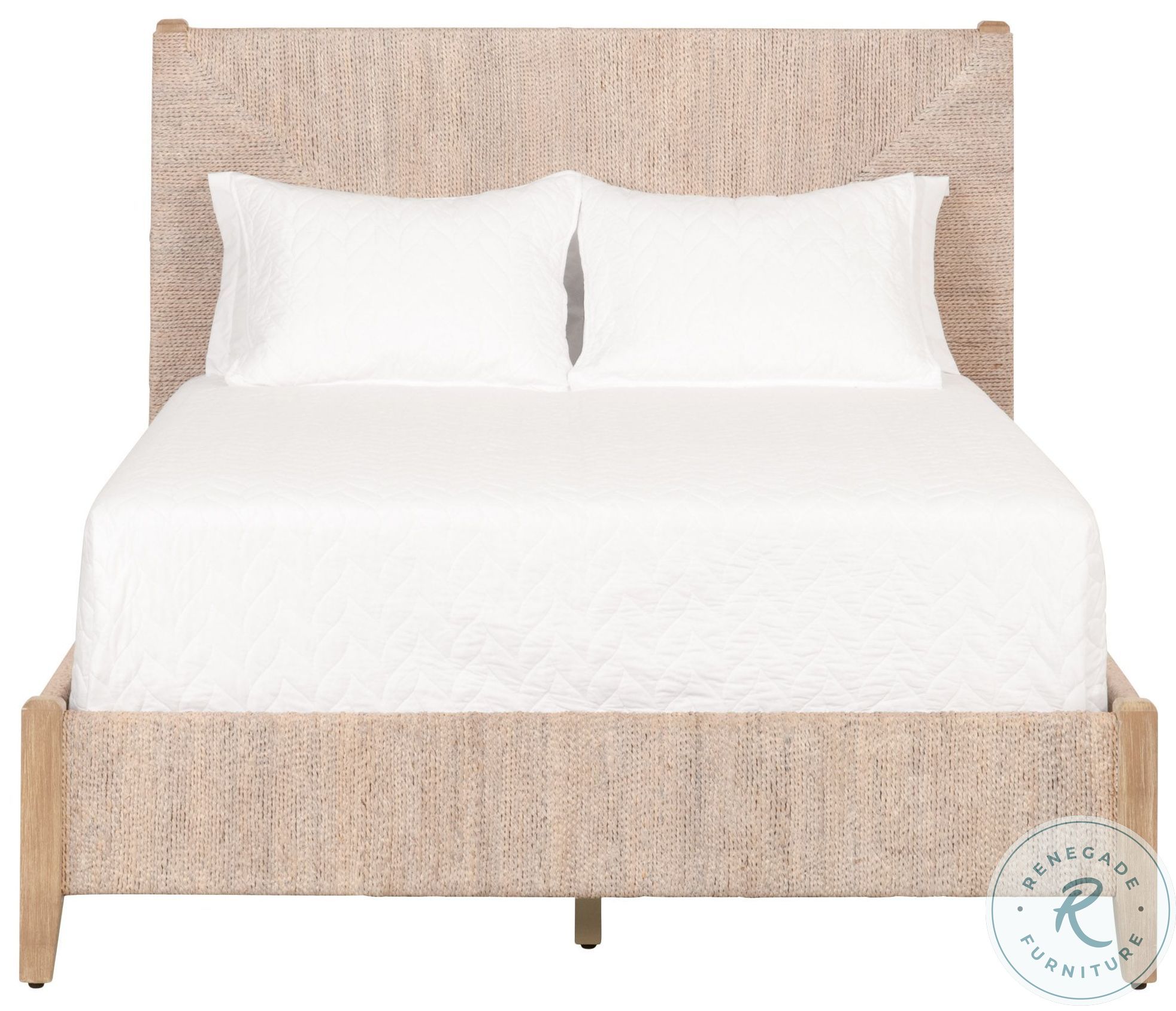 Woven White Wash Abaca Rope And Natural Gray Mahogany Malay Queen Panel ...