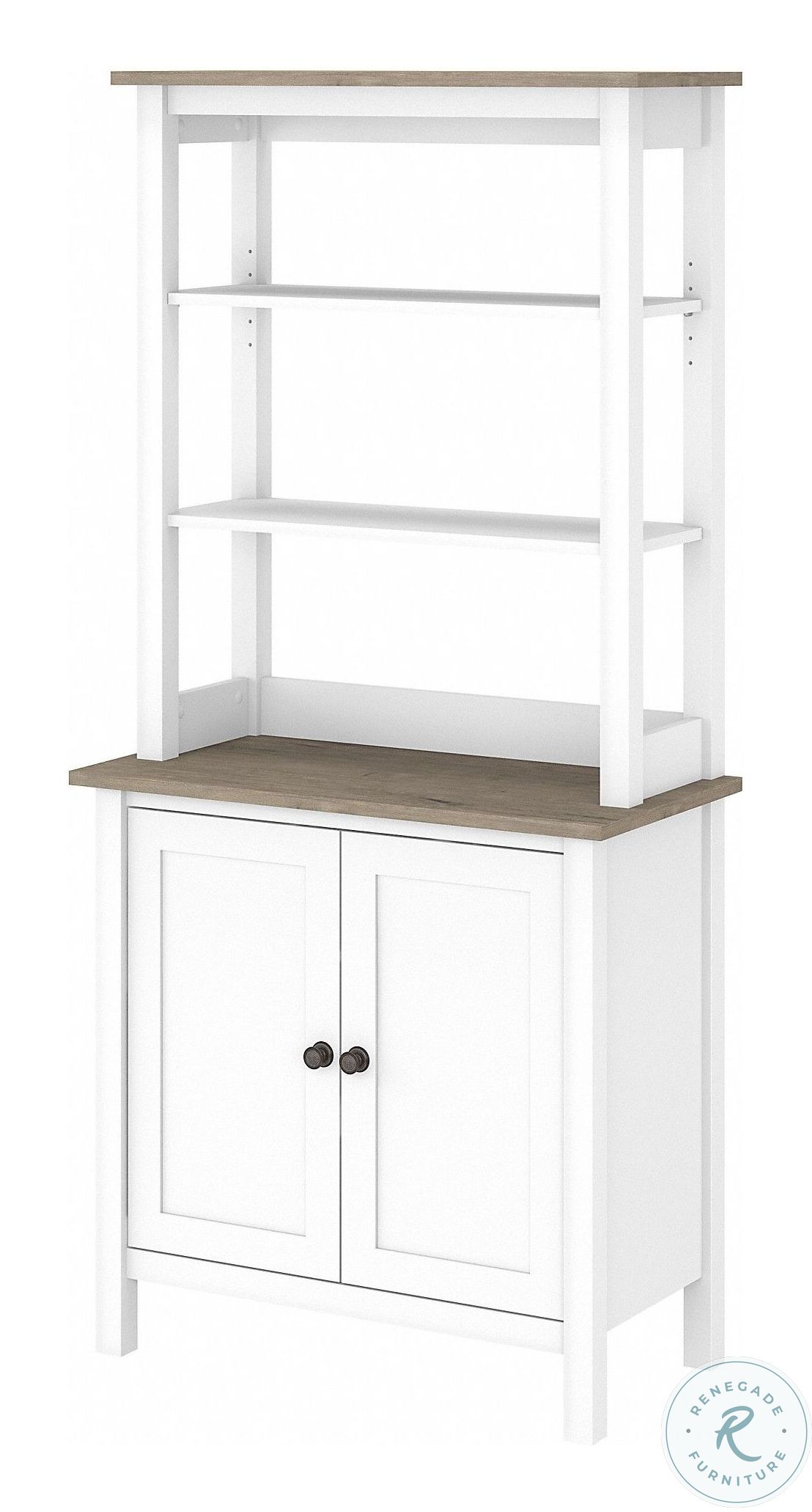 Mayfield Shiplap Gray And Pure White 5 Shelf Bookcase With Doors ...