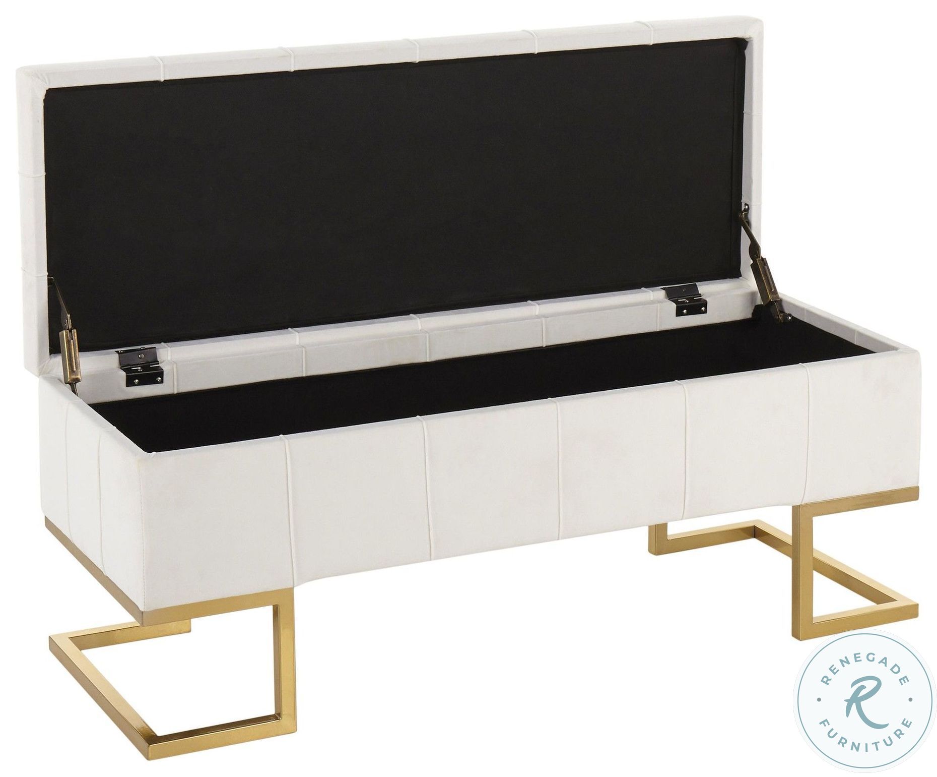 Midas White Velvet Storage Bench | HomeGalleryStores.com | OT-MIDASTOR-AUVW