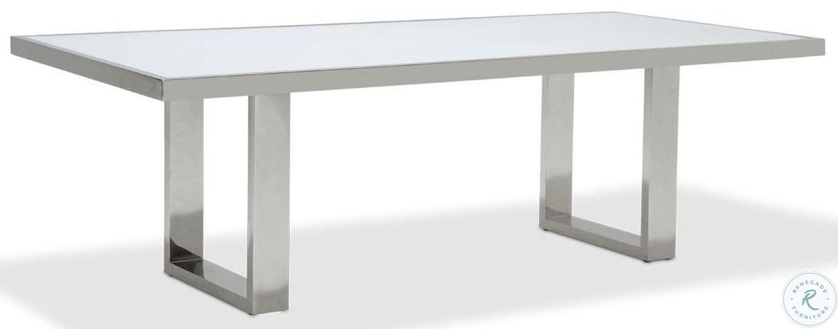 State St Glossy White Rectangular Glass Top Dining Table ...