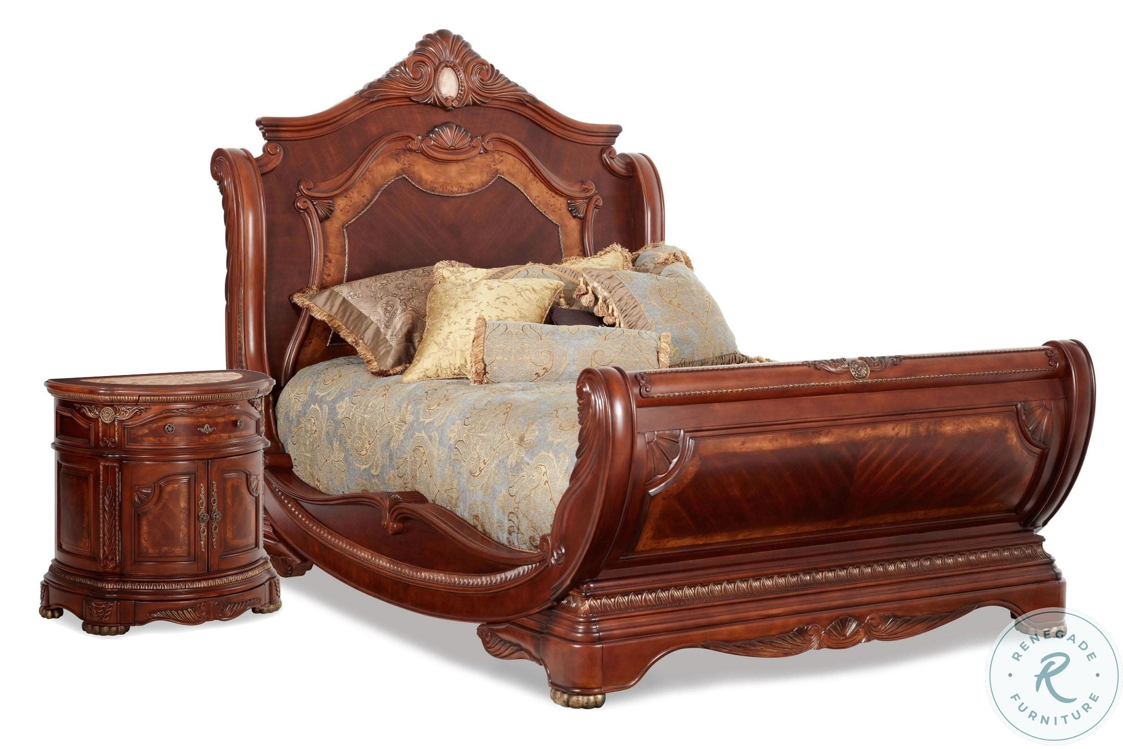 Cortina Honey Walnut Queen Sleigh Bed | HomeGalleryStores.com ...