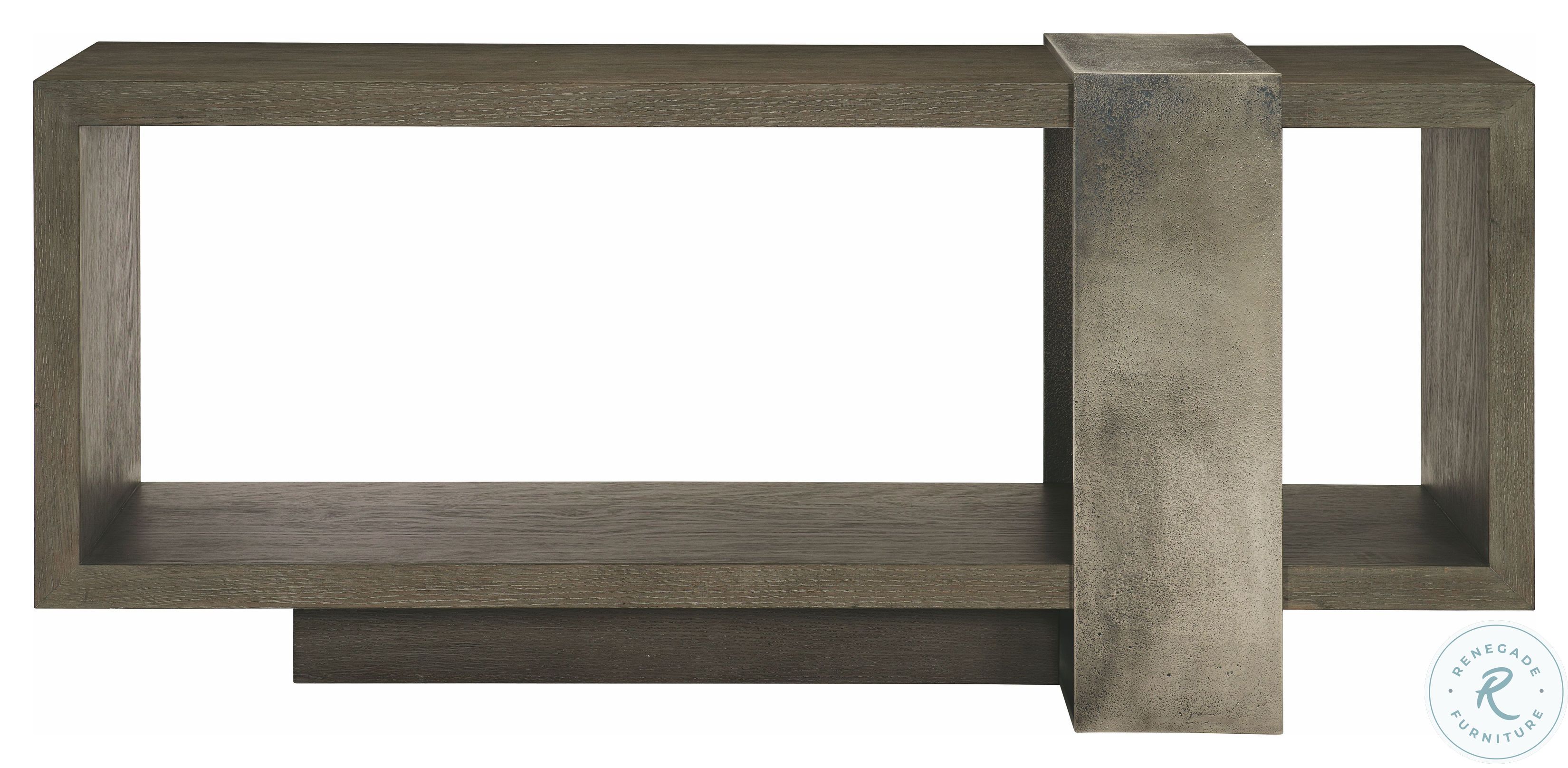 Linea Cerused Charcoal And Textured Graphite Metal Console Table | HomeGalleryStores.com | 384910B