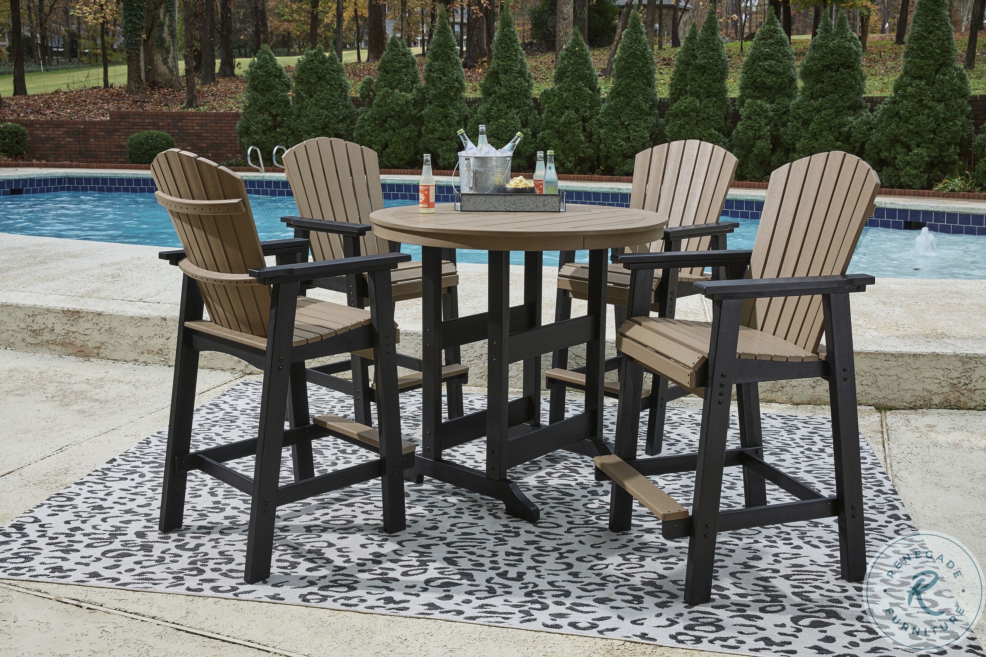 Fairen Trail Black and Driftwood Outdoor Round Bar Table ...