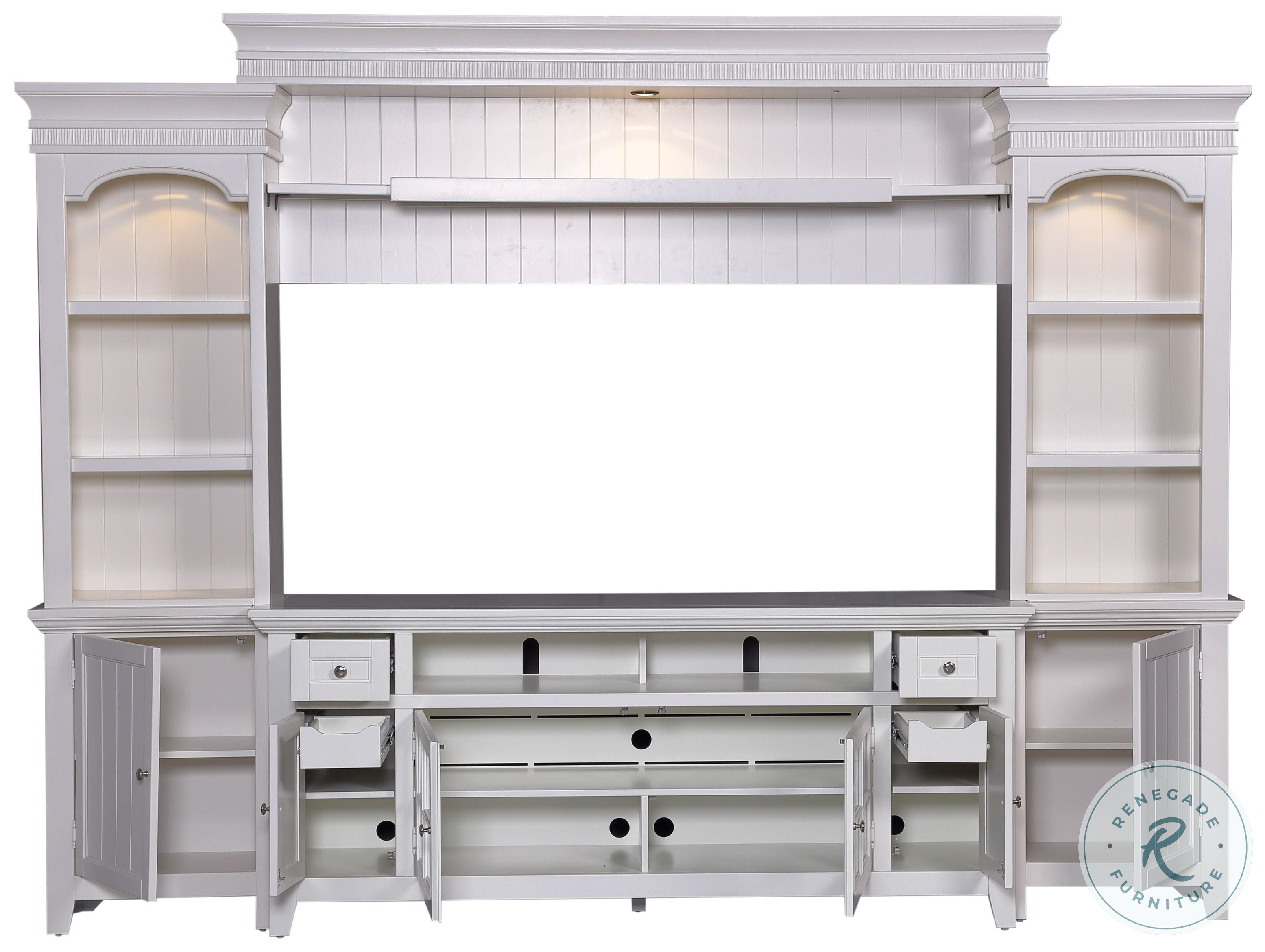 Tidewater Vintage White 84" TV Console | HomeGalleryStores.com | TID-84