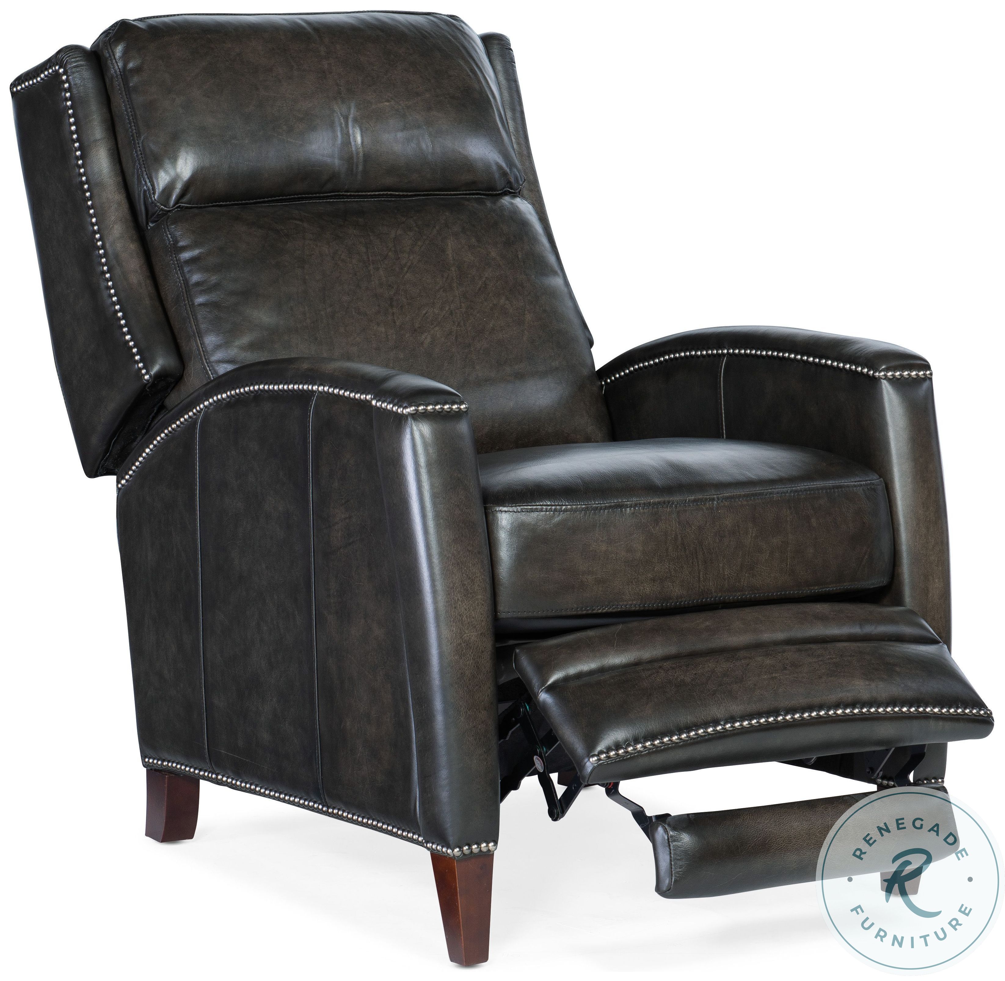 Declan Dark Brown Leather Manual Push Back Recliner | HomeGalleryStores ...