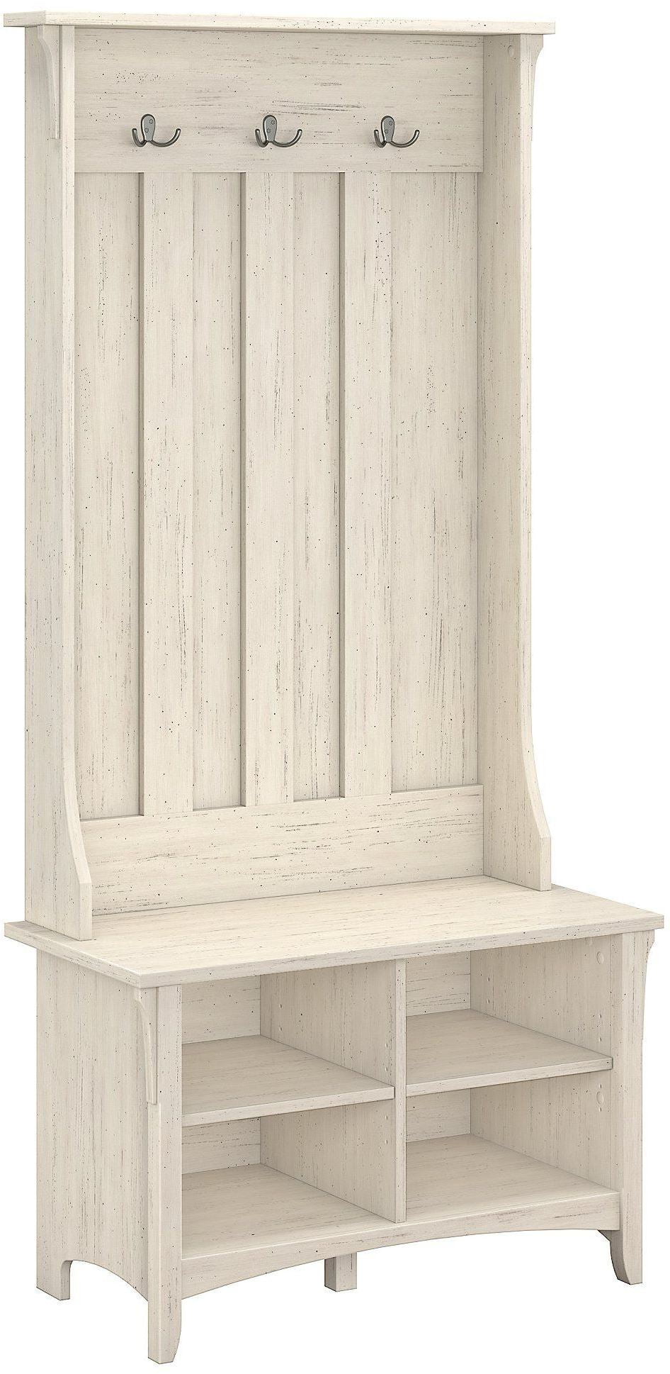Salinas Antique White Hall Tree with Storage Bench | HomeGalleryStores ...