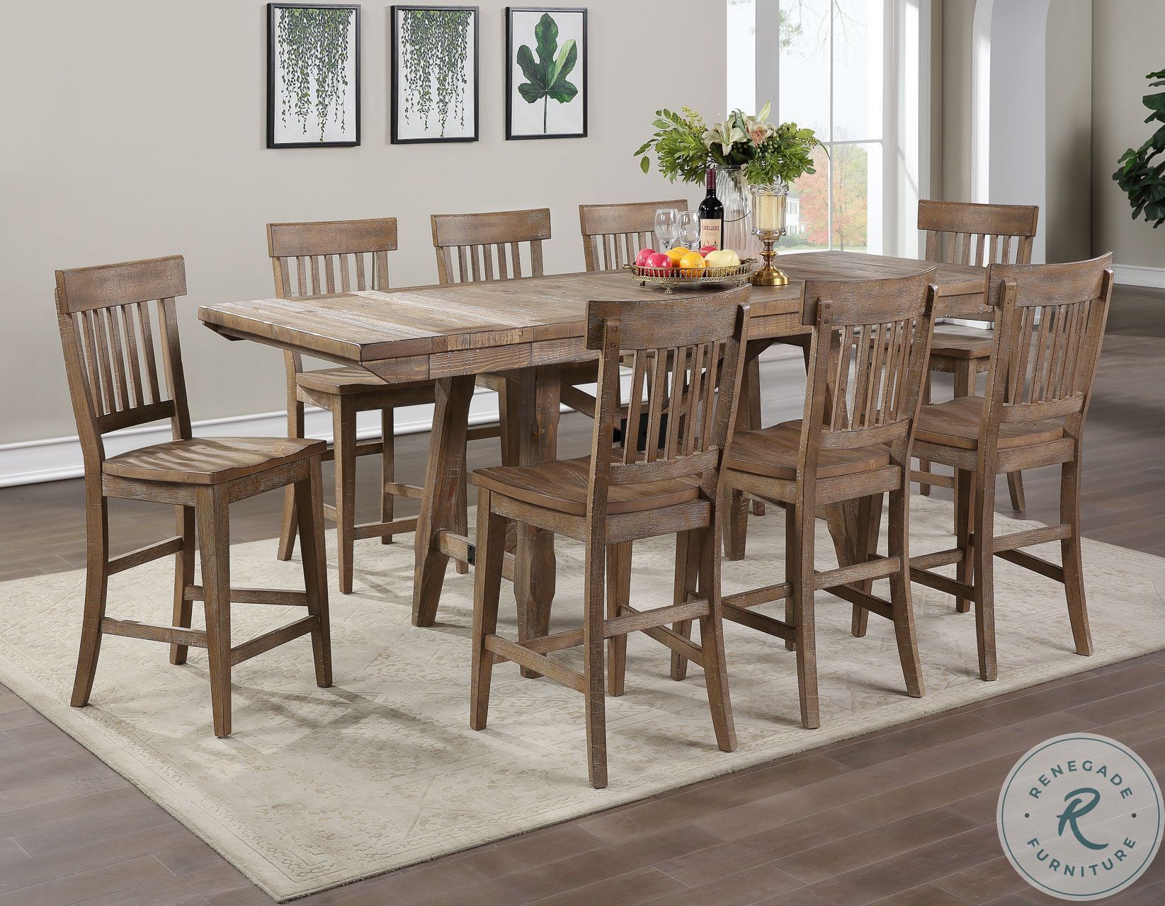 Riverdale Light Brown Driftwood Extendable Counter Height Dining Room ...