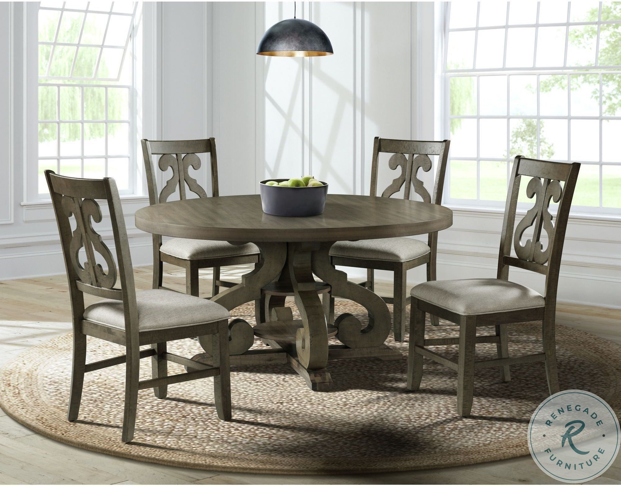 Stanford Grey Round Dining Room Set | HomeGalleryStores.com | DST380DT