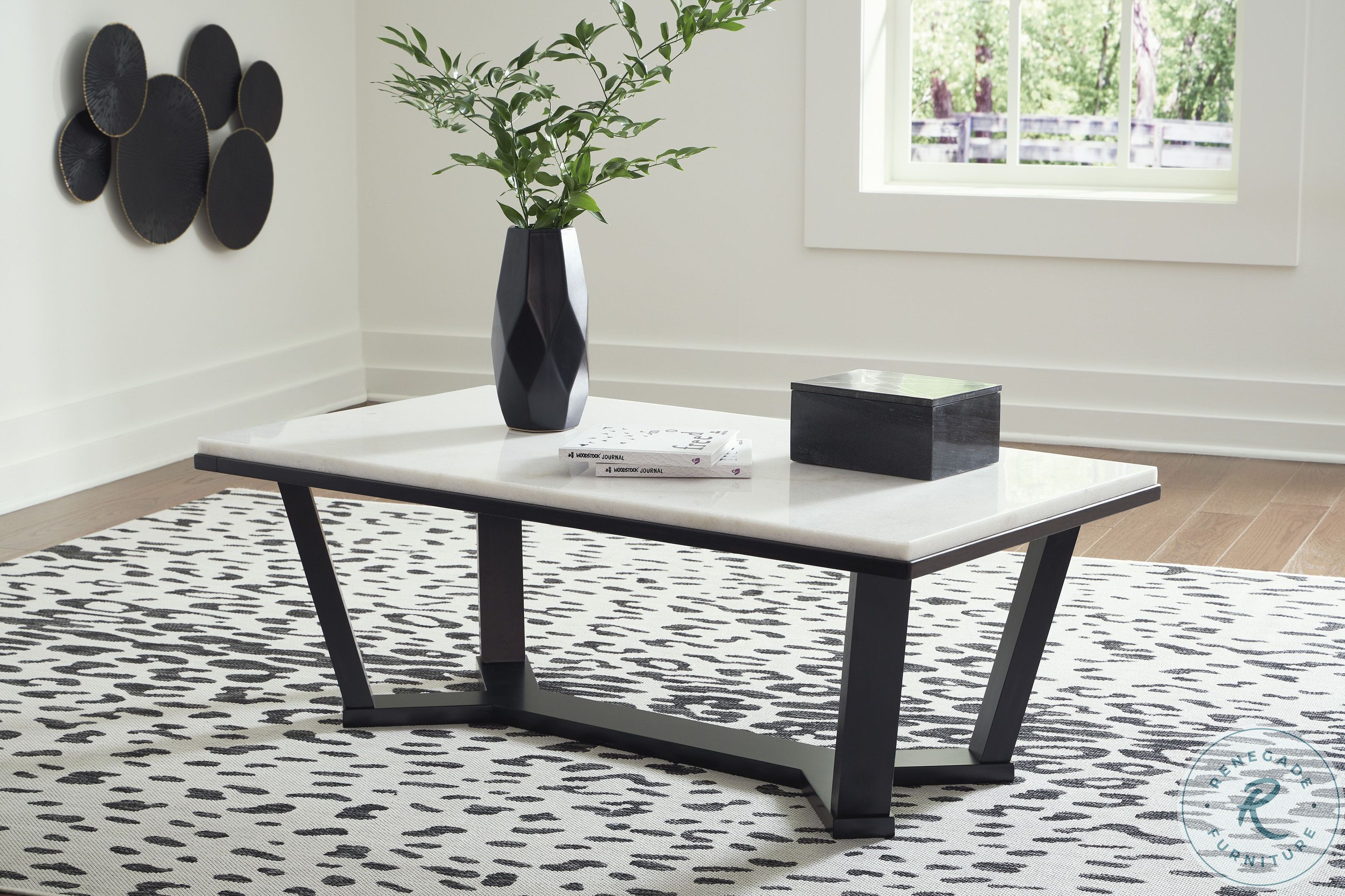 Fostead Natural White And Dark Espresso Coffee Table From Ashley Furniture | Coleman Furniture