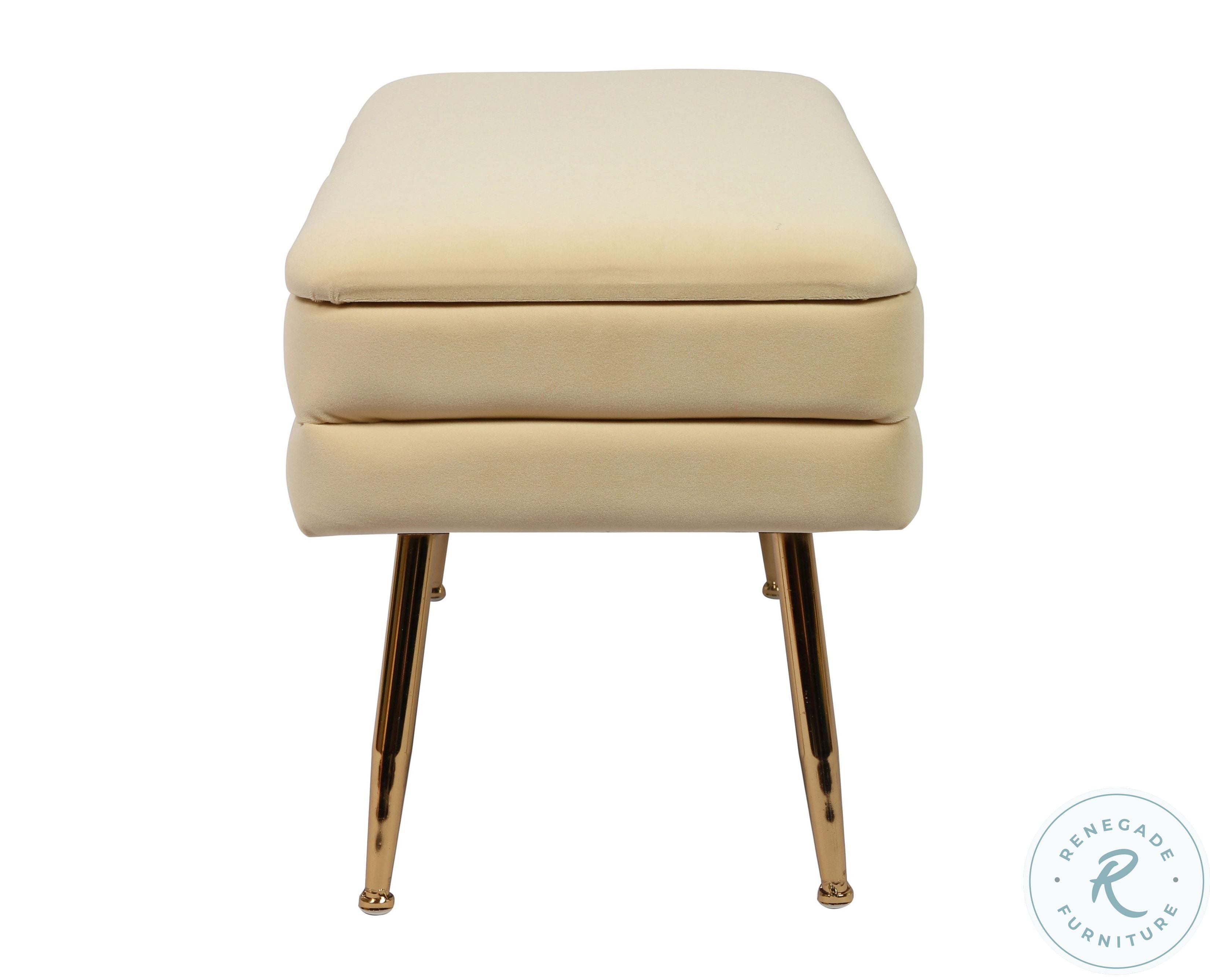 Slashed Ziva Cream Storage Bench | HomeGalleryStores.com | OC6467