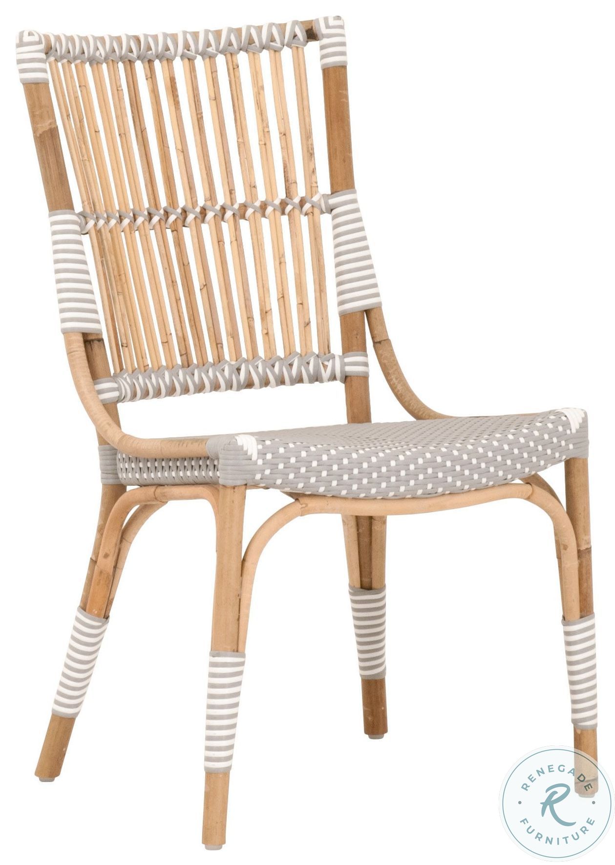 Tulum Fog White Synthetic And Natural Rattan Dining Chair Set Of 2 From