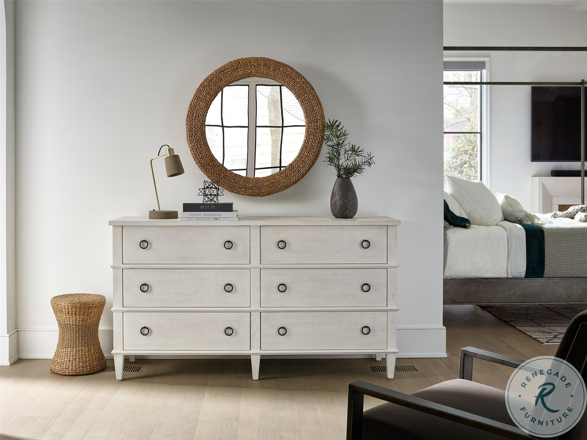 Modern Farmhouse Natural Fallon Round Mirror | HomeGalleryStores.com ...