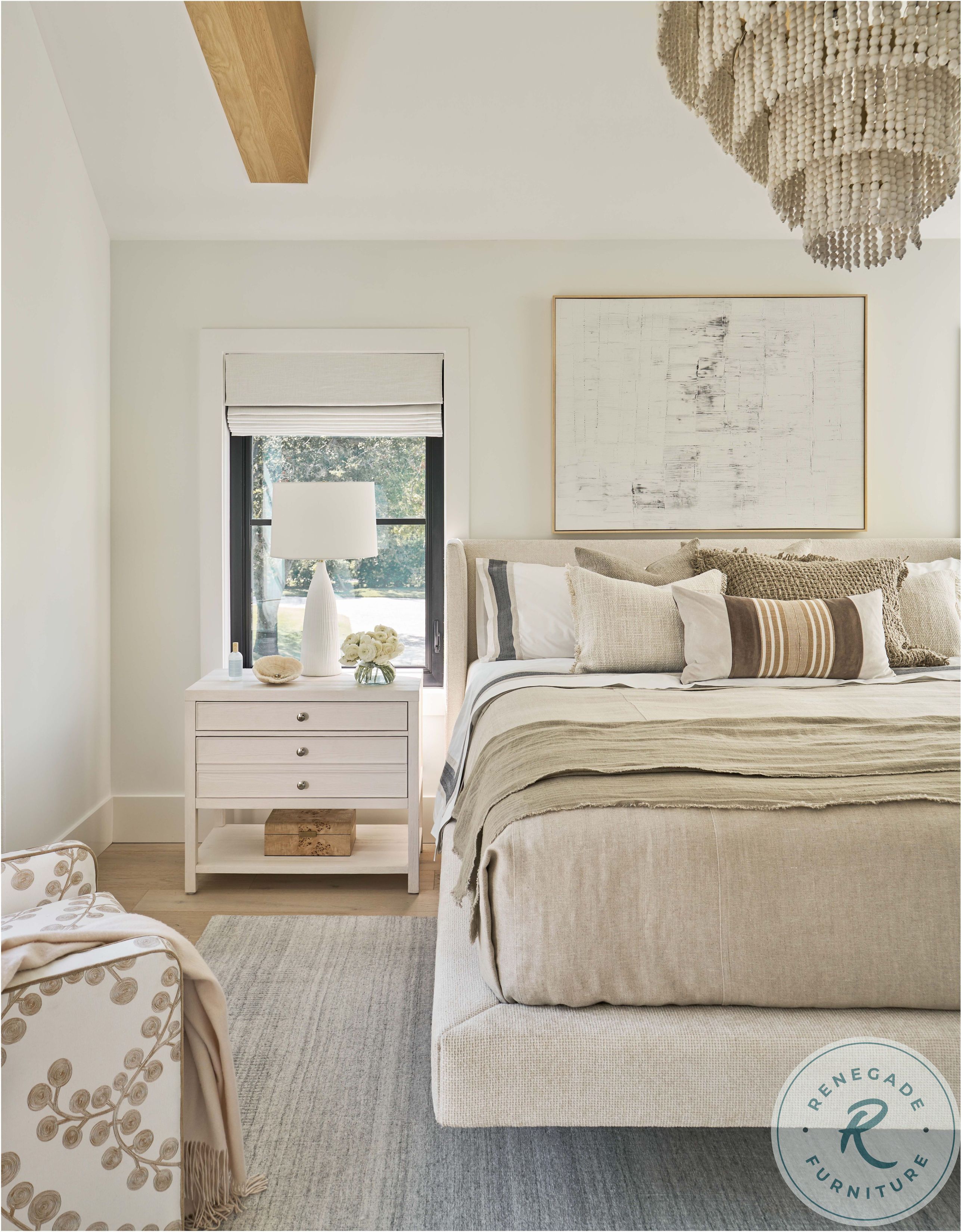 Weekender Vanilla Sainte Ann Queen Upholstered Platform Bed From ...