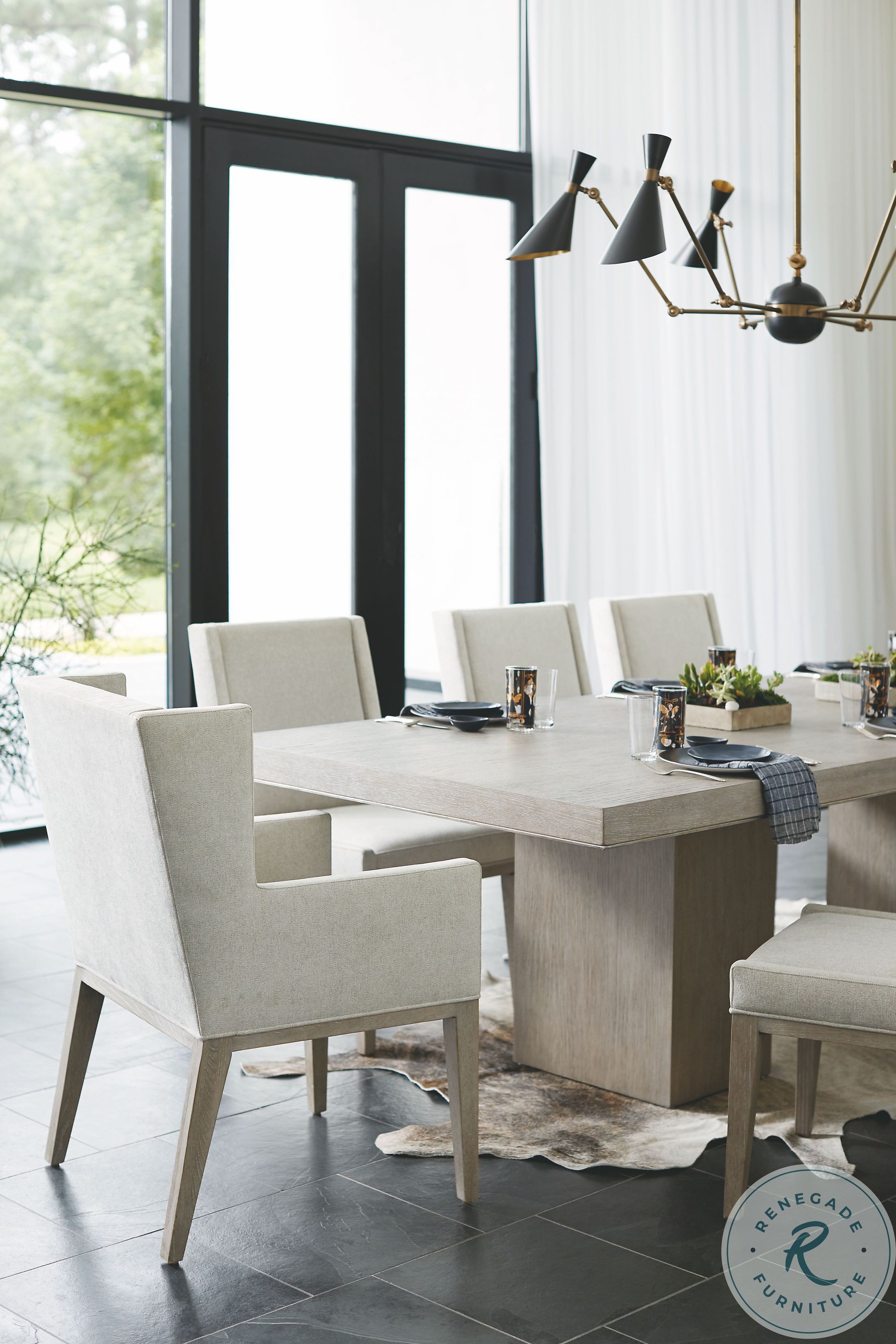 Linea Cerused Greige Metal Extendable Rectangular Dining Table | HomeGalleryStores.com | K1098