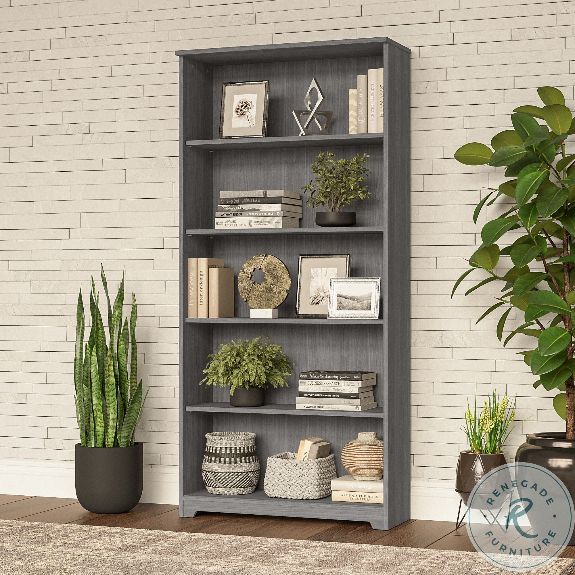 Cabot Modern Gray Tall 5 Shelf Bookcase From Bush Furniture | Coleman ...