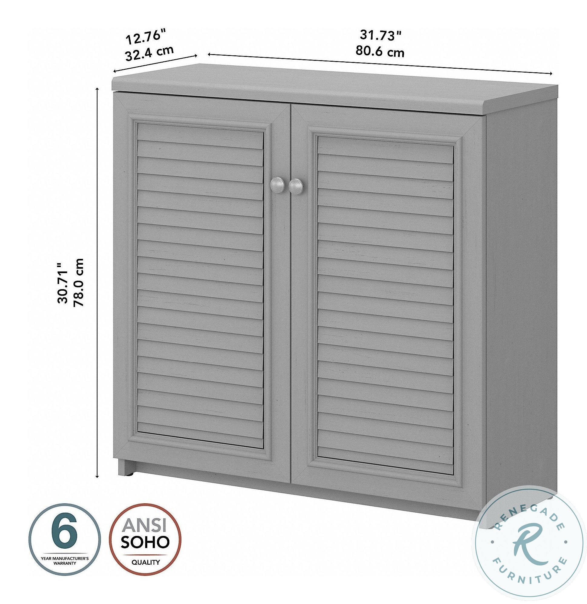 Fairview Cape Cod Gray Small Storage Cabinet With Doors And Shelves ...