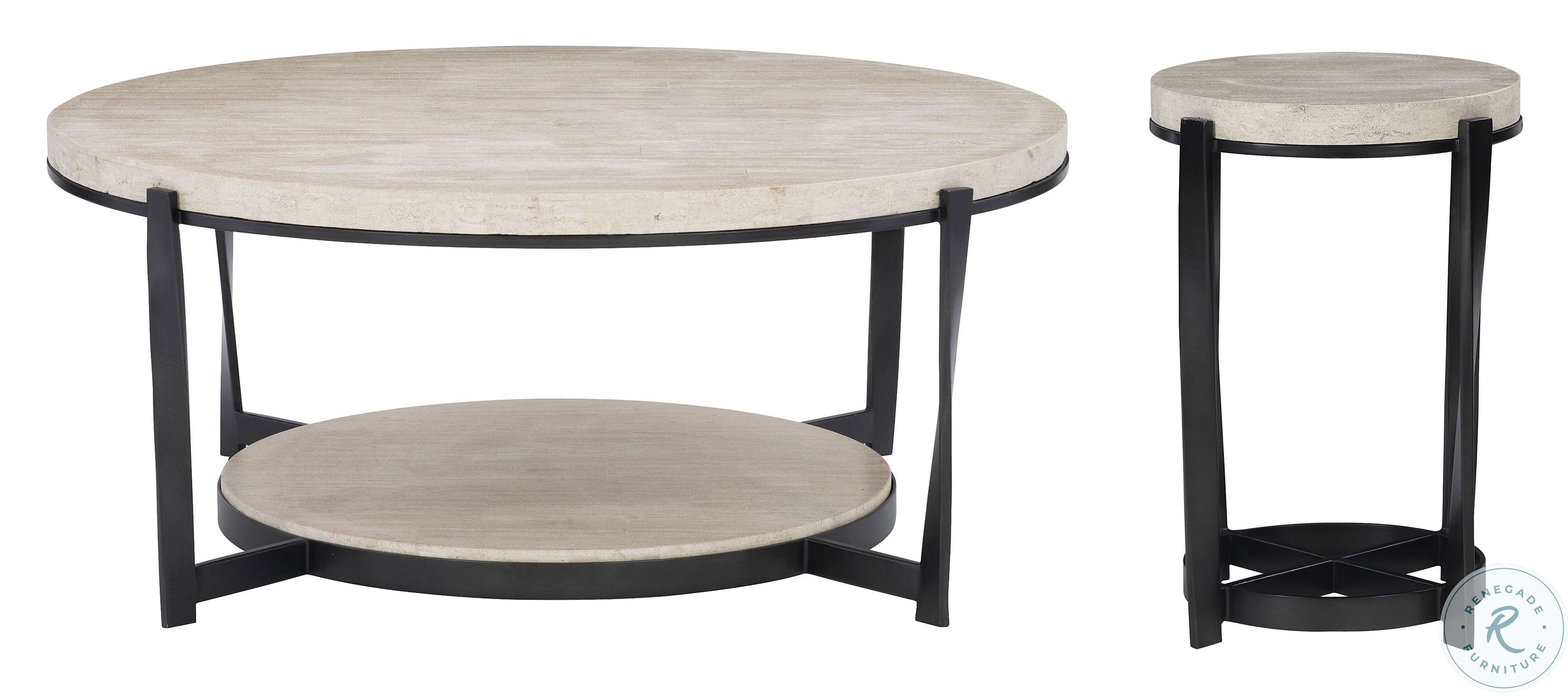 Berkshire Laminated White Stone And Aged Pewter Accent Table ...